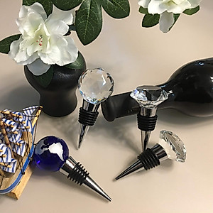 Wine Stoppers, Decorative Crystal Diamond Wine Bottle Stoppers with Gift Box Beverage Reusable Wine Corks Plug Keep Fresh Set of 3 Diamonds