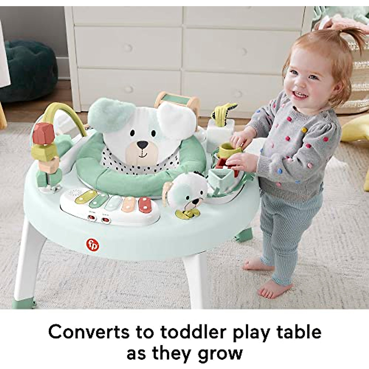 Fisher-Price Baby To Toddler Toy 3-In-1 Snugapuppy Activity Center and Play Table with Lights Sounds and Developmental Activities