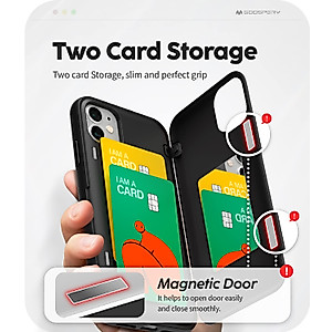 GOOSPERY iPhone 11 Wallet Case with Card Holder, Protective Dual Layer Bumper Phone Case - Black