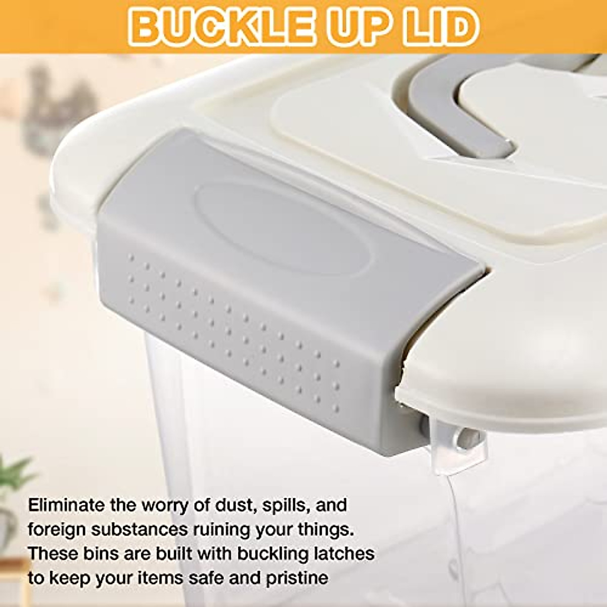 8 Pcs Storage Latch Bin with Lids 8 Qt Clear Plastic Lidded Organizer Bins with Handle Stackable Storage Latching Containers for Home Shelf Office Closet Organize Clothes Toys Snacks Crafts