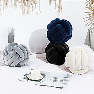 XSWPL Knot Ball Pillow Round Throw Pillows Soft Household Decorative Pillows Sofa Decor Throw Pillows (Navy Blue, 10.6Inch)
