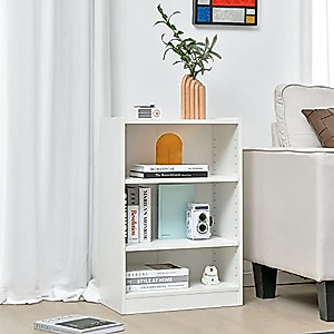 Giantex 3-Cube Bookcase White - 3-Tier Modern White Open Bookshelf with Adjustable Shelves, Anti-Tipping Device, Small Wood Cube Storage Organizer for Kid’s Room, Living Room, Bedroom