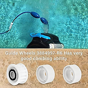 Guide Wheels 4 Pack with 2 Pack Pulley Gears Replacement Parts 3884997-R6 Compatible with Maytronics Dolphin,Nautilus CC Plus Fits M200/M400/M500 &Dx3/Dx4/Dx6 Premier Pool Cleaner Accessories
