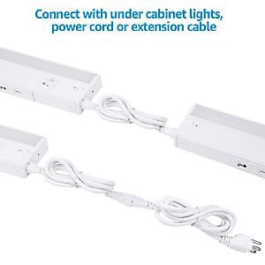 TORCHSTAR 3.3FT Extension Cable, Under Cabinet Light Extension Cable, Interconnect Cable, Male to Female, Pack of 2