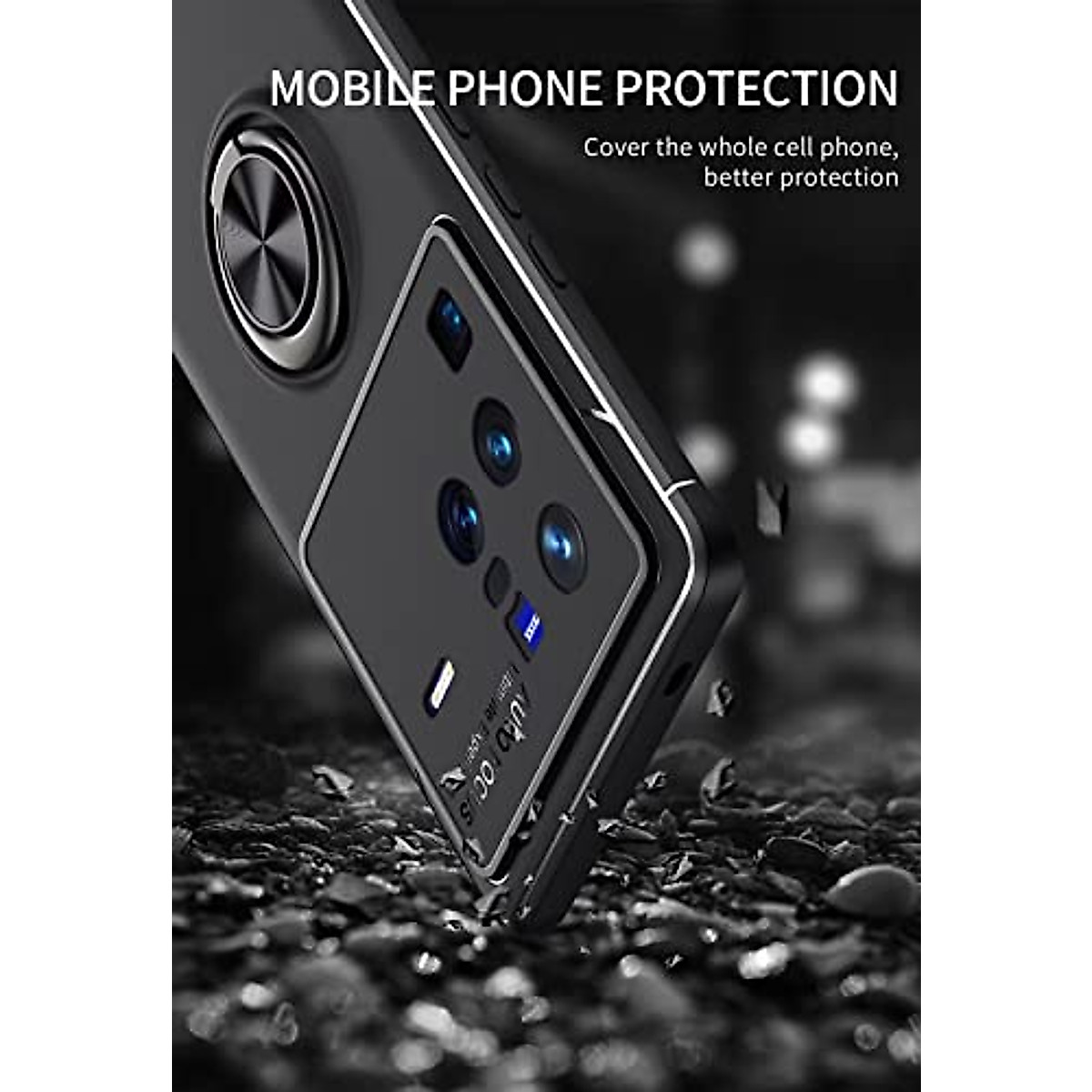 YukeTop Cover for Oppo Reno2 Case, Soft TPU, Drop-Resistant, Rear Ring Holder, Cover Protection for Oppo Reno2.(Black)