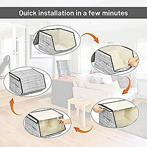 Giantex Storage Bins Set of 4 Stackable Cubes Fabric Baskets w/Lid, Handles, Magnetic Linen Container Boxes for Toys, Clothes, Files Foldable Closet Organize Bags 15”x14”x10” (Black+Gray)