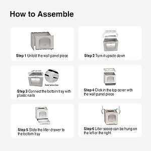 All for Paws Foldable Cat Litter Box Enclosed Top Entry Litter Box with Lid for Large Cats Mess Proof Design with Handy Litter Scoop