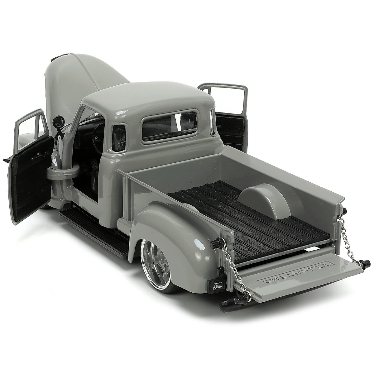 Jada Toys Just Trucks 1:24 1953 Chevy Pickup Die-cast Car Gray with Tire Rack, Toys for Kids and Adults