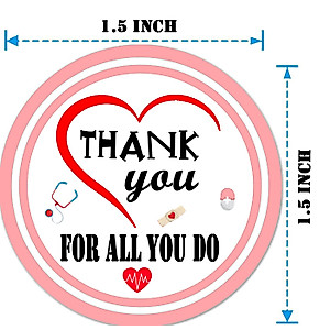 YOUOK Healthcare Workers Thank You Sticker,1.5 inch Thank You for All You Do Healthcare Workers Labels for Nurses,Doctors EMTs Essential Workers,Gift Card Set with Envelopes (500 Pcs)
