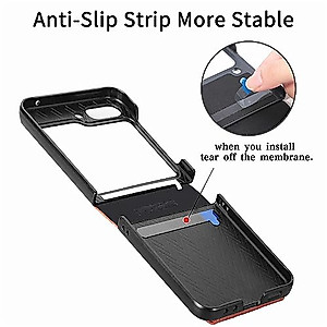 protective filp case 2 in 1 Wallet Case Compatible with Samsung Galaxy Z Flip 5 Wallet Case with Card Holder ,PU Leather Protective Flip Phone Cover Fashion Crossbody Strap Phone Case nonmetallic cove