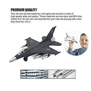 Lynkaye F-16 Fighting Falcon Thunderbirds Toy Army Air Force Military Airplane Model Kit with Fun Lights and Sounds (Grey)
