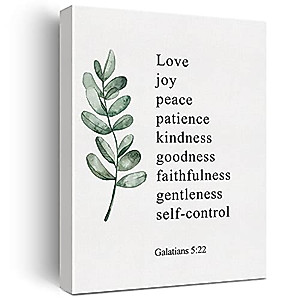 Christian Canvas Wall Art Galatians 5:22 Fruit of the Spirit Canvas Print Positive Scripture Canvas Painting Home Wall Decor Framed Gift 12x15 Inch