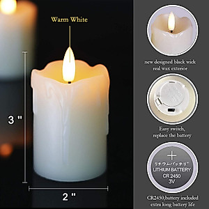 Homemory Flameless Votive Candles with Timer Remote,2" x 3" Real Wax, Realistic Black Wick Battery Operated Pillar Candles, 6 Pack for Wedding, Party and Holiday Decoration