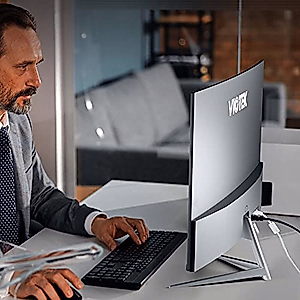 Viotek NBV24CB2 24-Inch Curved Monitor, 75 Hz Full-HD Frameless Monitor for Home, Office & Gaming | VGA, HDMI, 3.5mm | Adaptive Sync w/Superior Dead Pixel Policy + 3Yr Performance Promise