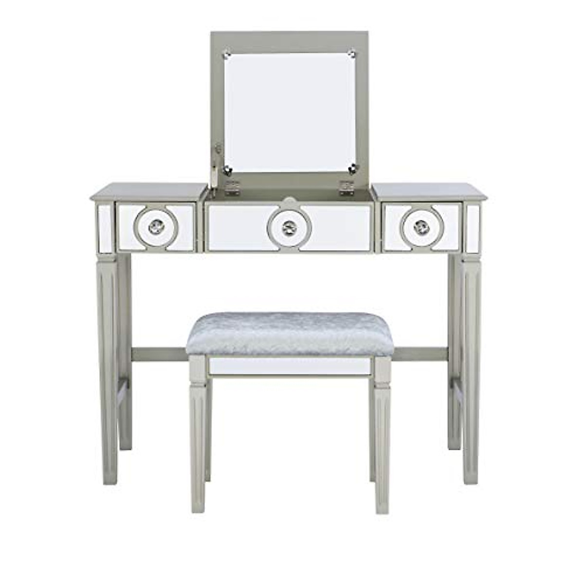 Linon Home Décor Vanity Set Silver