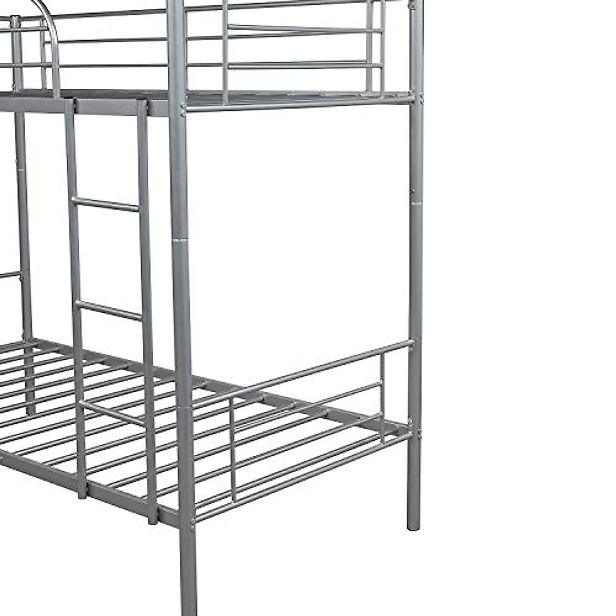 Metal Bunk Bed,Twin Over Twin Heavy Duty Bed Frame with Guardrails and Ladder for Boys, Girls,Teens and Adults,Convertible to 2 Separated beds(Silver)