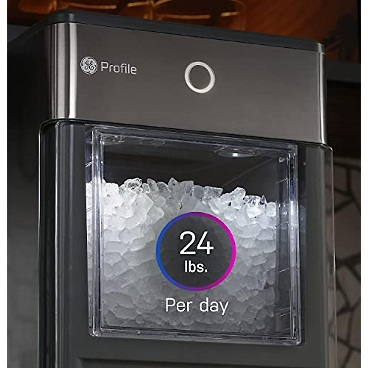 GE Profile Opal | Countertop Nugget Ice Maker | Portable Ice Machine Makes up to 24 lbs. of Ice Per Day | Stainless Steel Finish (Renewed)