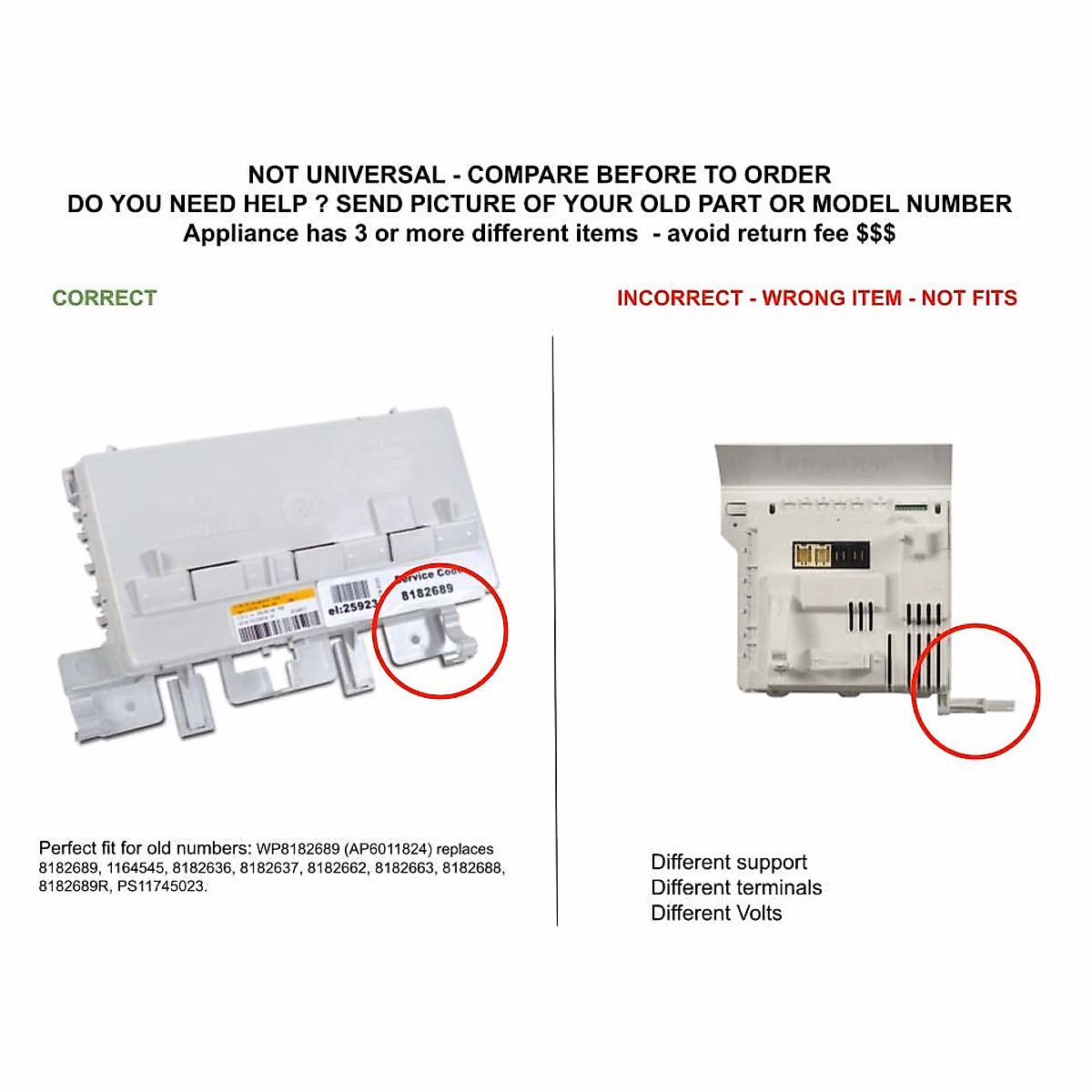 GLOB PRO SOLUTIONS WP8182689 CKD3360 Main Control Board