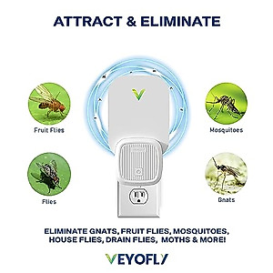 VEYOFLY, Flying Insect Trap, Insect Catcher, Indoor Fly Trap, Safer Home, Fruit Fly Traps for Indoors, gnat Killer Indoor, Bug Killer, Insect Killer (Pack of 2 - White)