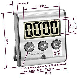 eTradewinds Elegant Digital Kitchen Timers 2 Pack Bundle Featuring Stainless Steel Models eT-78 and Model eT-24, Auto Shutoff Auto Memory