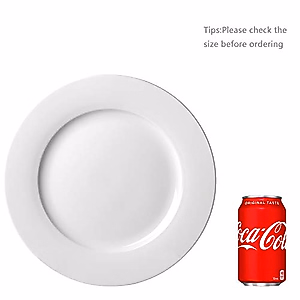 amhomel 12-Piece White Porcelain Dinner Plates, Round Dessert or Salad Plate, Serving Dishes, Dinnerware Sets, Scratch Resistant, Lead-Free, Microwave, Oven and Dishwasher Safe (10.5-inch)