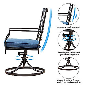 LOKATSE HOME Patio Swivel Rocker Chairs Furniture Metal Outdoor Dining Chairs with Cushion Set of 2