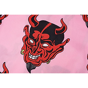 Aelfric Eden Oversized Graphic Printed Shirts Casual Button Down Short Sleeve Tees Summer Streetwear Tops Pink