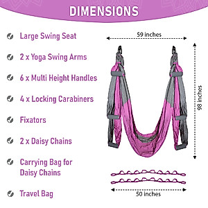YOGA SWING PRO Premium Aerial Hammock Anti gravity Yoga Swing Kit - Acrobat Flying Sling Set for Indoor and Outdoor Inversion Therapy