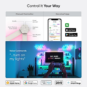 Nanoleaf Lines WiFi Smart RGBW 16M+ Color LED Dimmable Gaming and Home Decor Wall Lights Starter Kit (9 LED Light Lines)