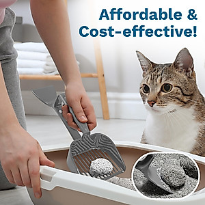 SCRAPE 'N' SCOOP Cat Litter Clump Remover with Sifter – Litter Box Scooper & Scraper 2 in 1 for Litter Tray, Potty, & Litter Pan - Animal Waste Cleaner Tool - Pet Accessories & Supplies - Grey