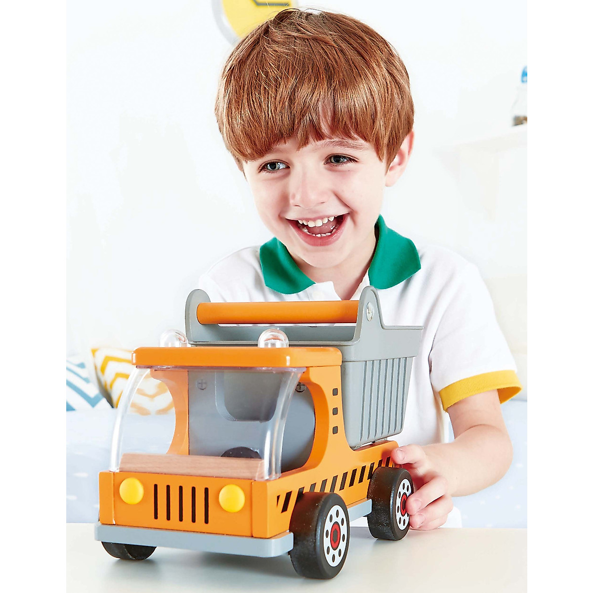 Hape Wooden Dump Truck| Pretend Play Construction Vehicle Toys for Toddlers