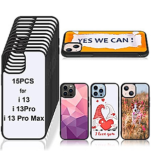 15 Pieces Sublimation Blanks Phone Case Bulk Cover Protective Anti-Scratch Soft Shockproof Slim Covers Compatible with iPhone, 3 Models (Compatible with iPhone 13 Pro, 13, 13 Pro Max, Black)