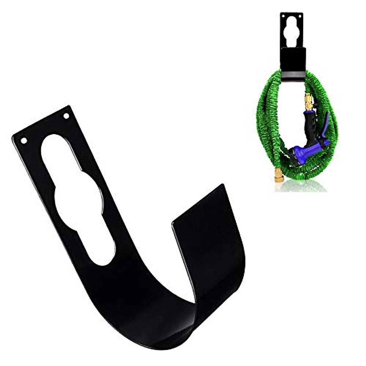 Ebliiny Garden Hose Hanger Wall Mount Heavy Duty Hose Holder Hook for 150ft 100ft 75ft 50ft Expandable Hose (Large, Black)