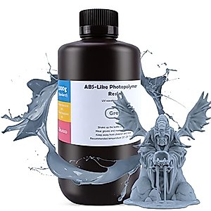 ELEGOO ABS-Like Resin Rapid UV Curing 405nm Standard Photopolymer Resin ABS 3D Resin High Precision Non Brittle Non Toxic for LCD 3D Printer Grey 1000G
