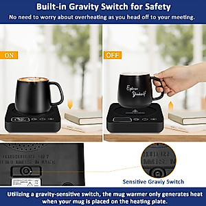 Smart Coffee Mug Warmer - 30W Coffee Cup Warmer for Desk with Temp Display & 2-12H Timer, Auto Shut Off & Gravity Sensor Coffee Cup Warmer with 3 Temp Settings for Coffee Beverage Milk Tea (No Cup)