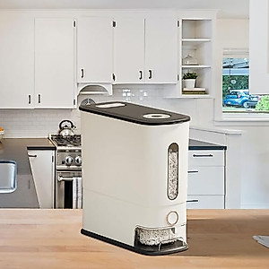 QLoztyse Rice Storage Container 25 lbs - Rices Dispenser Countertop, Airtight Moistureproof with Lid Grain Bucket for Kitchen Rice Soybean Cereal