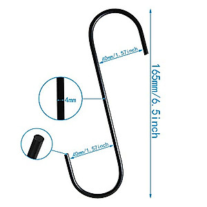 WHYHKJ 12pcs 6.5" Black Antistatic Coating Steel Hanging Hooks Heavy-Duty S Hooks Home Storage Organizers Accessories