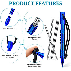 Ferraycle Knotter Tools, FID Paracord FID Set Stainless Steel Paracord Lacin Needles and Smoothing Tool for Leather or Paracord Work (Dark Blue)