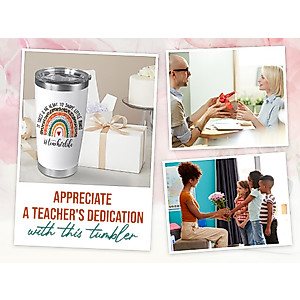 OASSIE Teacher Appreciation Gifts For Women - 20 Oz Stainless Steel Insulated Coffee Tumbler With Lid - Teachers Day Graduation Back To School Thank You Birthday Gifts For Women Teacher Coworkers