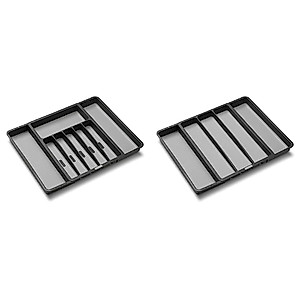 madesmart Expandable Silverware Tray with 8 Compartment + madesmart Expandable Utensil Tray with 5 Compartments, Classic Collection, Kitchen Organizer, Soft-Grip Lining, Easy to Clean, BPA-Free