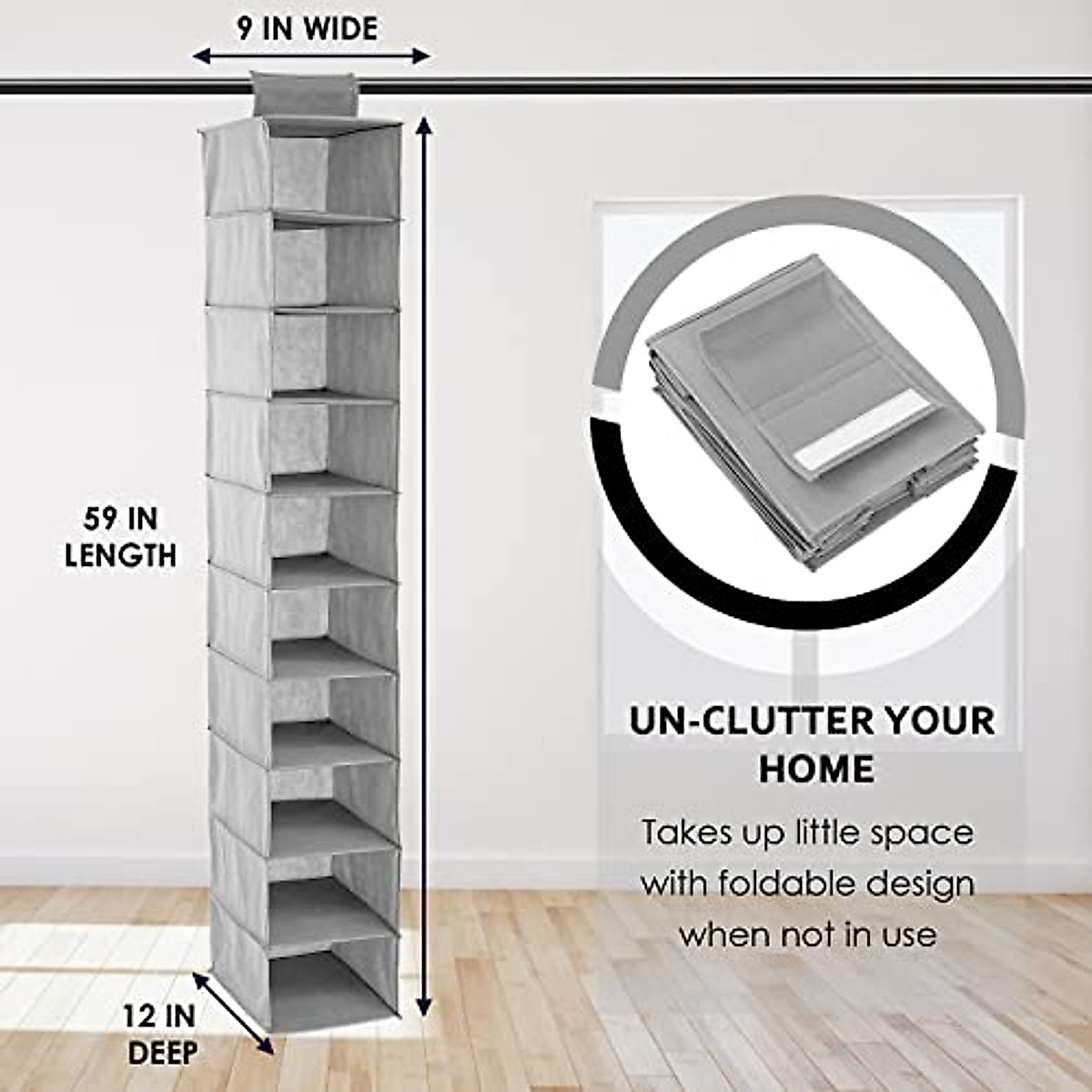 AEROiVi Hat Organizer for Closet - 10 Shelf Hat Racks for Baseball Caps - Non-Woven Fabric Hat Storage & Display - Hat Hanger to Protect Your Caps