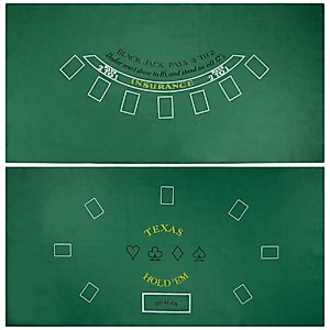 GSE Double Sided 36" x 72" Casino Blackjack and Texas Hold'em Tabletop Felt Layout Mat (Blackjack/Texas Hold'em Layout Mat)
