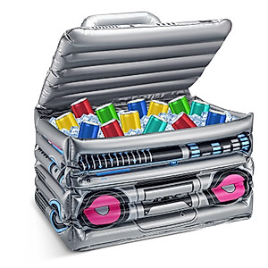 Inflatable Boom Box Beverage Cooler 80s Party Decorations Radio Blow up Birthday Drink Cooler for 90s Theme Retro Party Hip Hop Costume Accessory Party Supplies (1 Piece)