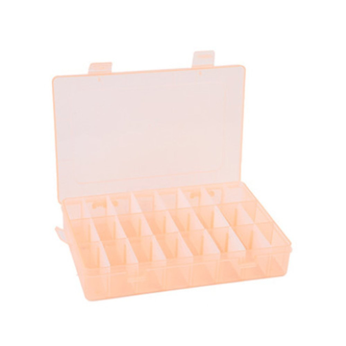 mollensiuer 2 Pack 24 Grids Plastic Jewelry Bead Storage Case Box Organizer Container with Adjustable Dividers for Pills,Herbs,Tiny Bead,Jewelry Findings and Other Small Items 7.6" x 5.1" (Orange)