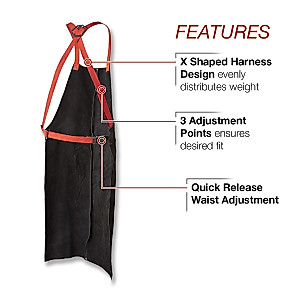 Lincoln Electric Leather Welding Apron | 42" Length | Adjustable Fit | Black |K3110-ALL