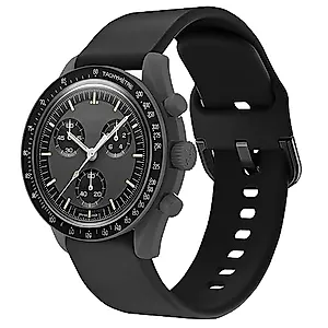 Ritche Christmas Gift 20mm Sports Silicone Moonswatch Band for Men Omega Swatch Strap Replacement band for Speedmaster/Rolex/Seiko Mission to the Moon/Mercury, White Elephant Gifts, Stocking Stuffers for Men
