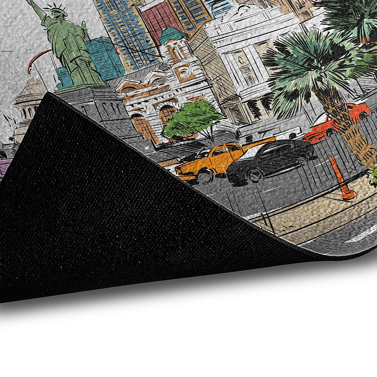 Ambesonne Landscape Doormat, Tropical Island Beach Caribbean Atlantic Ocean Scenery Artwork Print, Decorative Polyester Floor Mat with Non-Skid Backing, 30" X 18", Blue Marigold