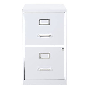 OSP Home Furnishings 2 Drawer Locking Metal File Cabinet, White