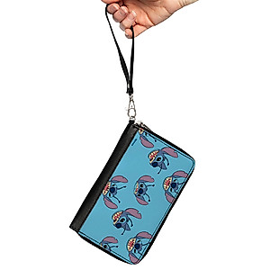 Buckle-Down Women's PU Zip Around Wallet Rectangle-Lilo & Stitch, 7.5"x4.5"
