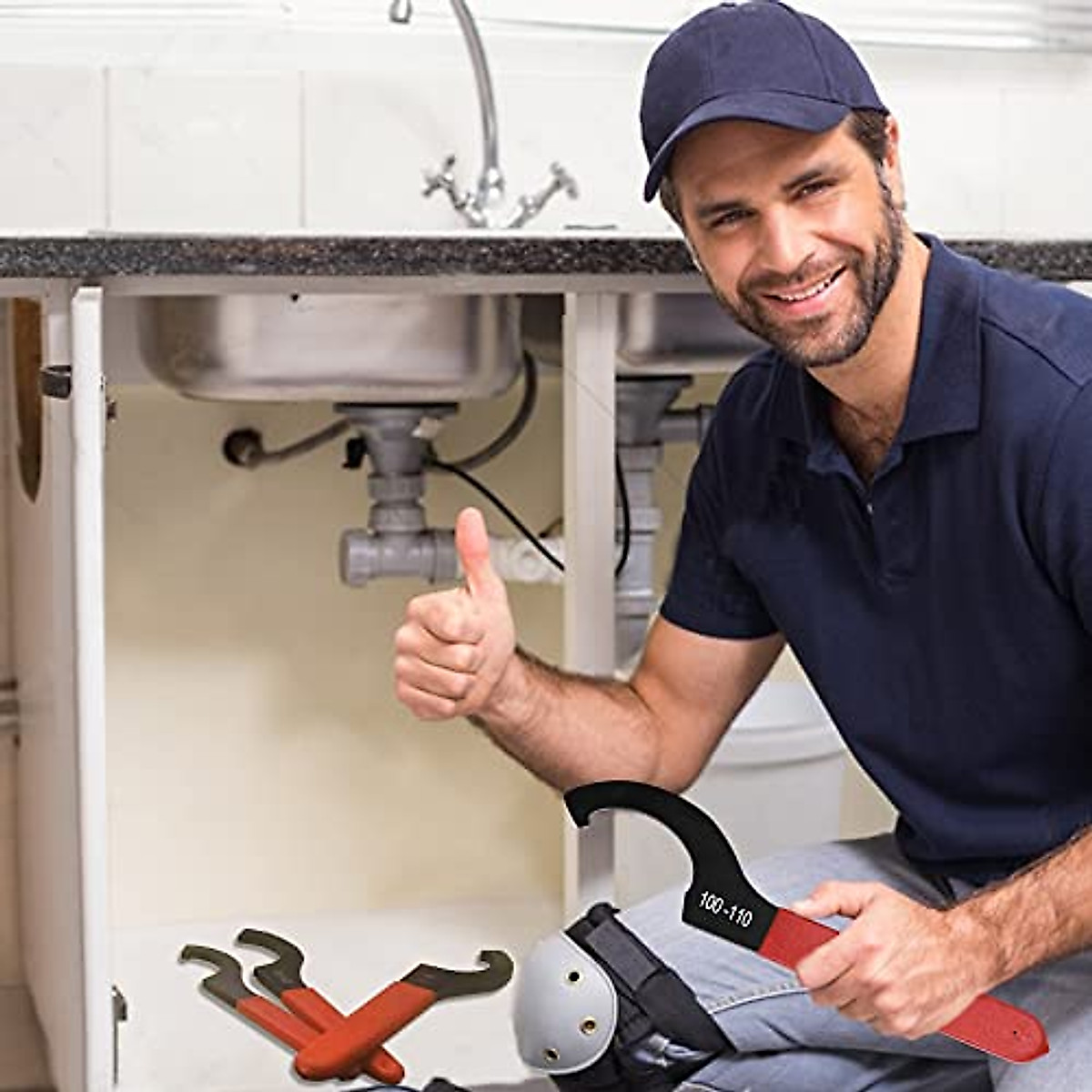 GallopMax 9Pcs Coilover Spanner Wrench Set, Universal Spanner Wrenches Motorcycle Shock Wrench Adjustable Carbon Steel Coil Over Adjustment Tool (Red)